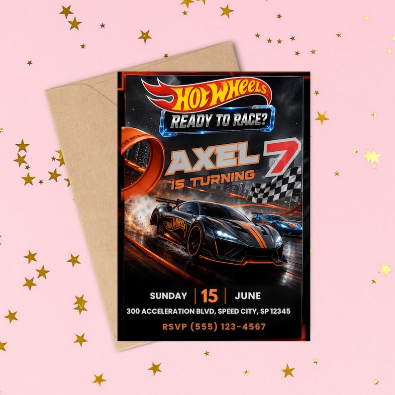 Race Car Birthday Invitation, Editable Canva Template (digital Download ...