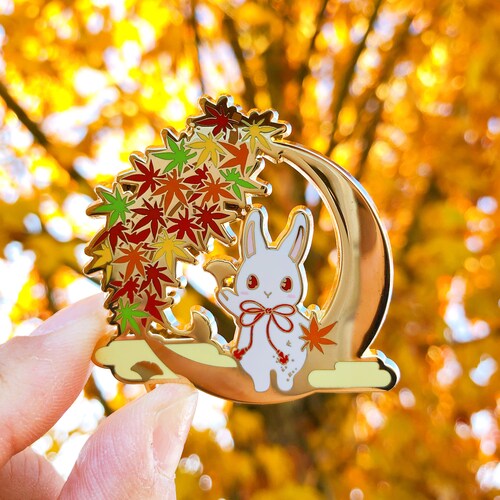 Otsukimi Rabbit Moon Enamel Pin Kawaii Mochi Bunny Lunar - Etsy