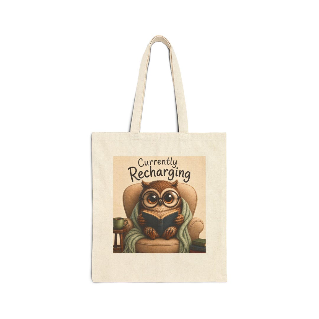Owl Book Lover Tote Bag, Cozy Reading Introvert Canvas Bag - Etsy
