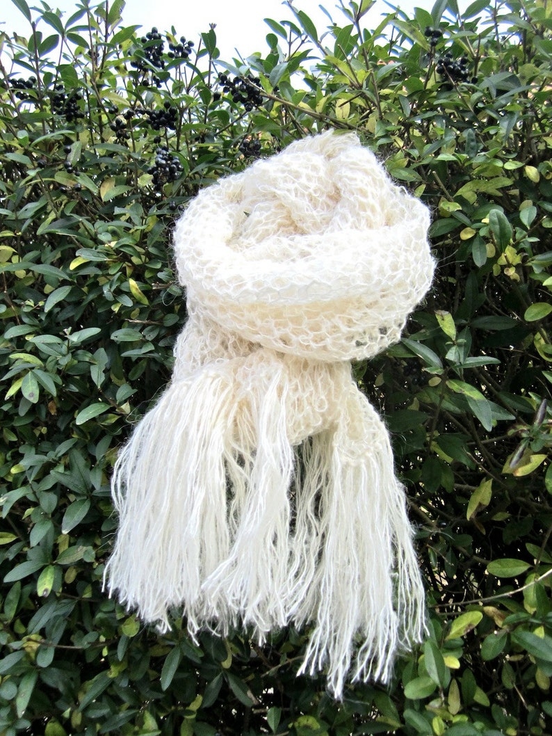 Tibetan Yak Wool Knit Scarf, White, Eco Friendly, Unique, Authentic ...
