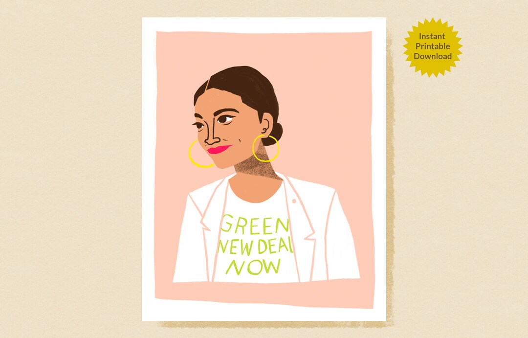 AOC Alexandria Ocasio-cortez, Portrait Illustration, Art Print ...