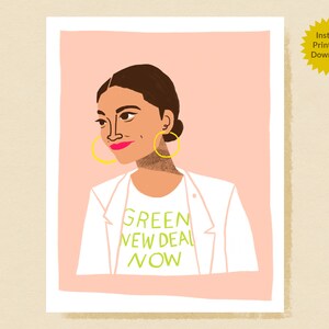 AOC Alexandria Ocasio-cortez, Portrait Illustration, Art Print ...