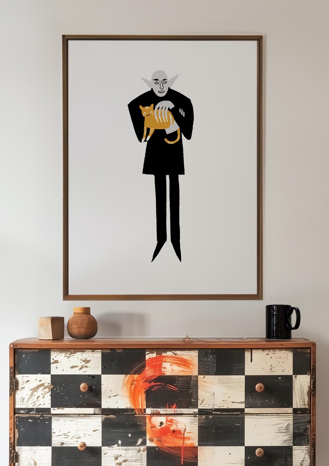 Nosferatu With Cat, Portrait Illustration, Download Art Print ...