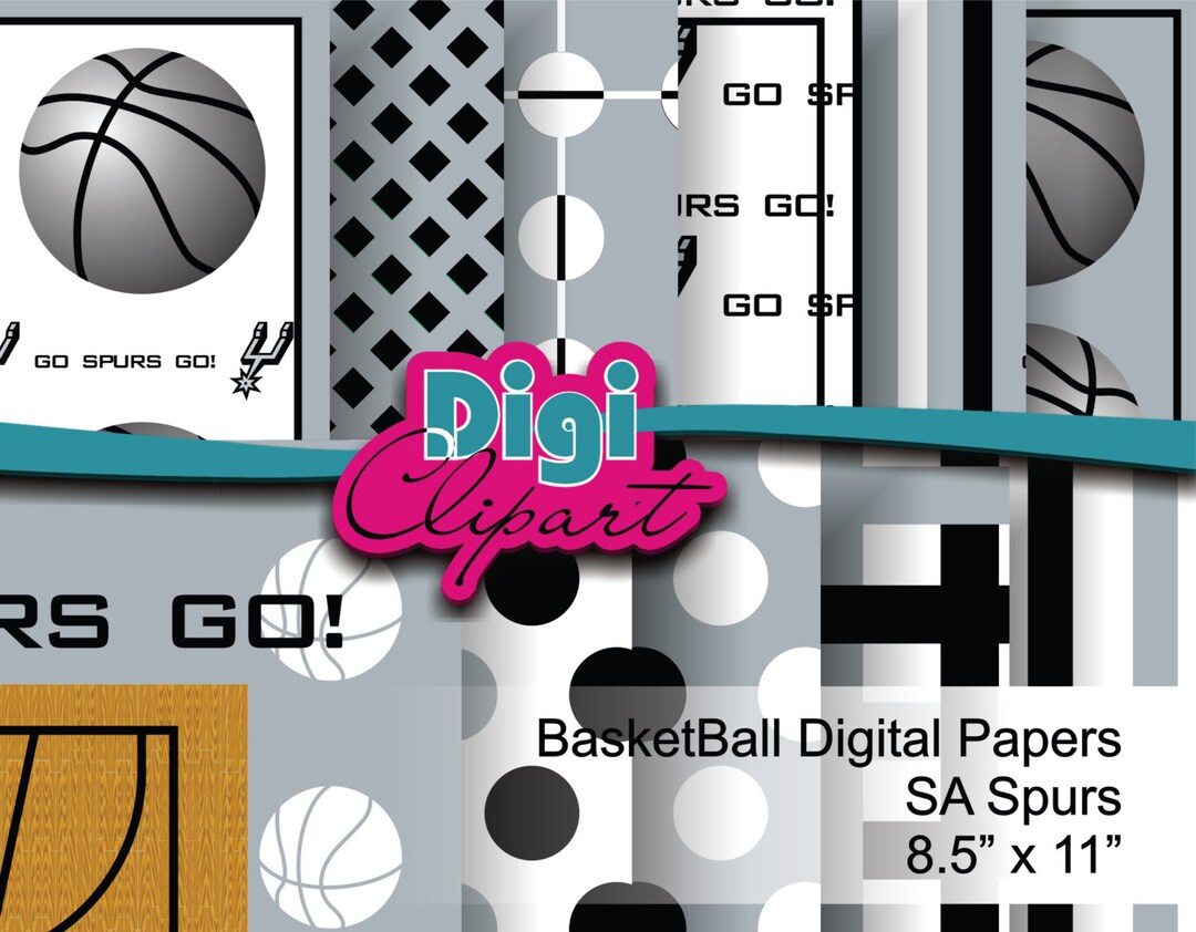 SA Spurs San Antonio Digital Paper Set 8.5x11 for Scrapbooking and ...