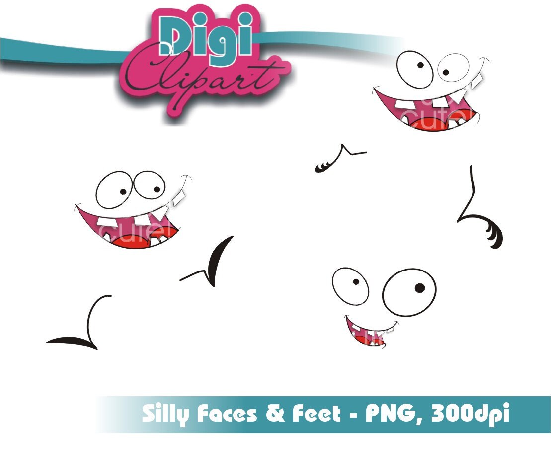 Set of Funny Facial Expressions Features Clip Art - Digital Download - Etsy