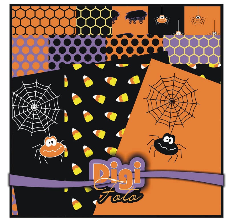 Halloween Digital Paper Set 8.5x11 for Scrapbooking and Cards - Spider ...