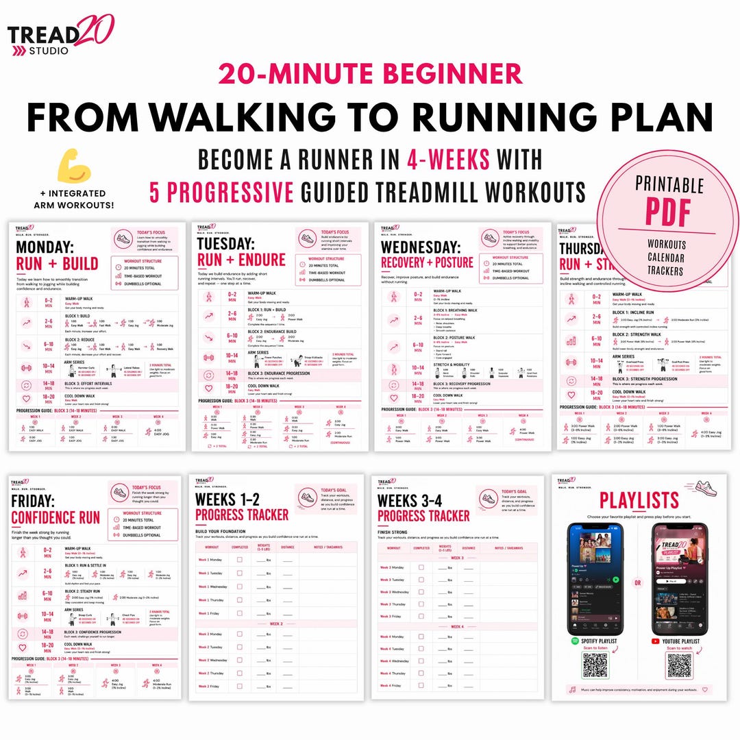 From Walking to Running Workout Plan Printable | 4-week Beginner ...