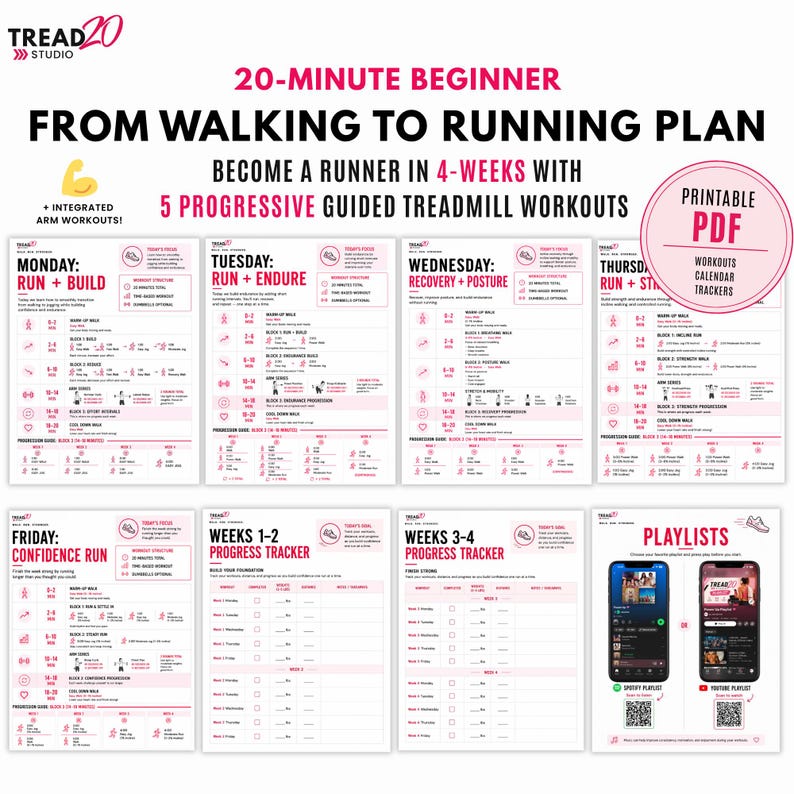 From Walking to Running Workout Plan Printable | 4-week Beginner ...