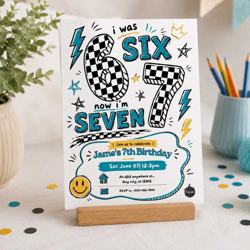 6 7 Birthday Templates - Etsy