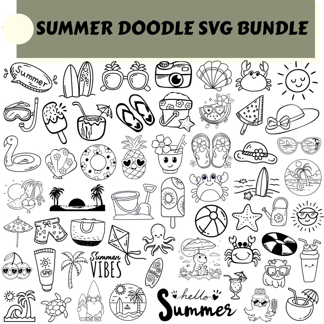 Summer Doodle SVG Bundle, Hot Days Clipart (digital Download) - Etsy