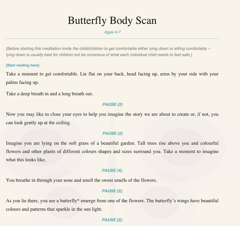 Butterfly Body Scan Meditation Script for Kids | Guided Mindfulness ...