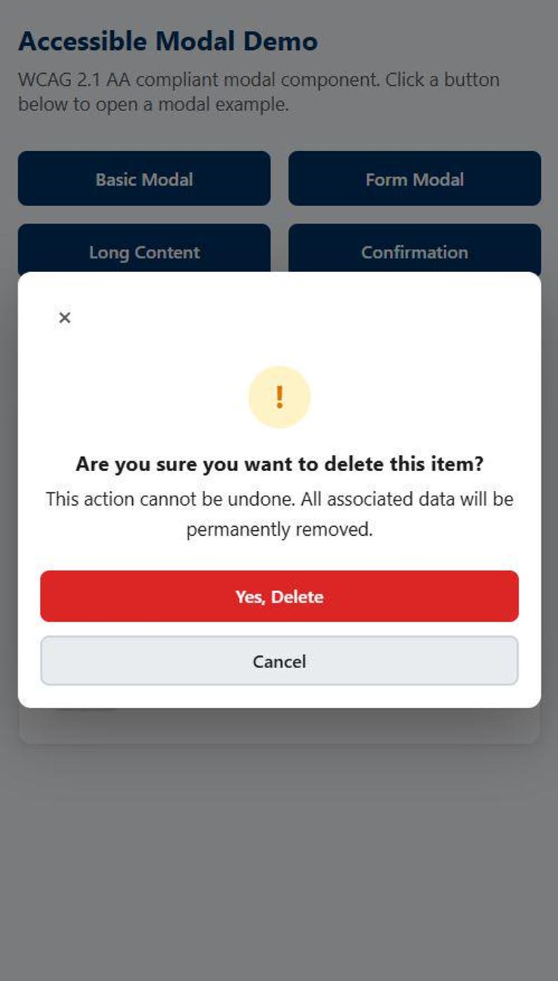 Accessible Modal Popup Html Css Js | WCAG Compliant Dialog Component ...