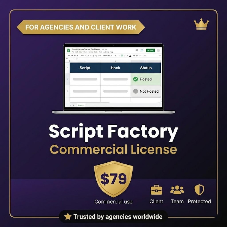 Licence commerciale Script Factory - Automatisation des scripts TikTok ...