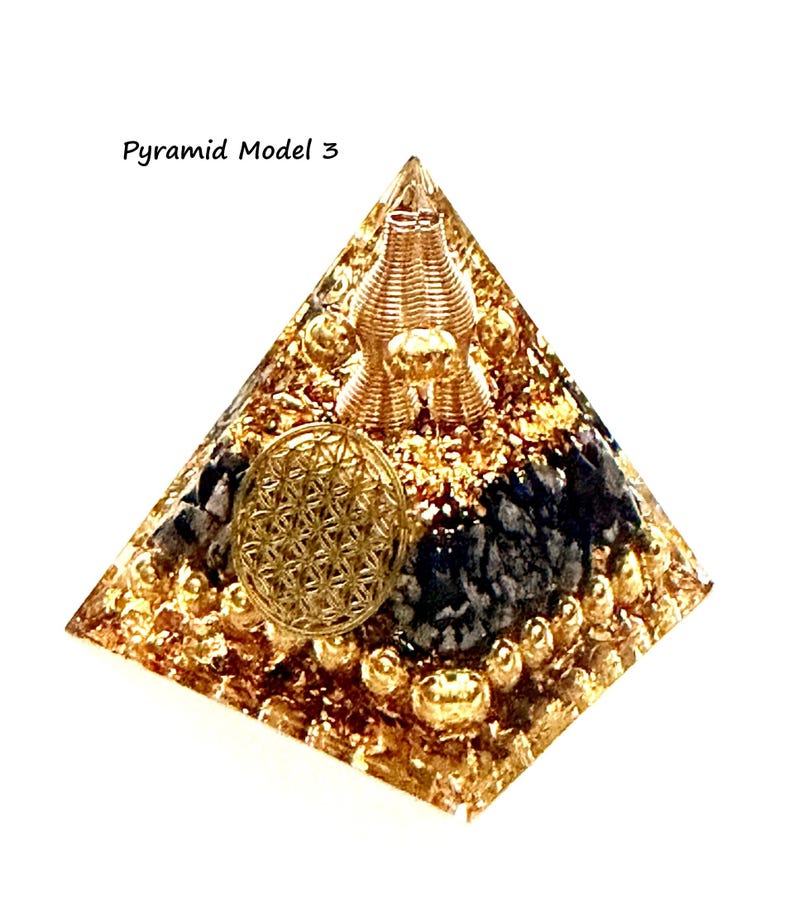 Handmade Orgonite Pyramid With Natural Stones & Cooper, Crystal Decor ...