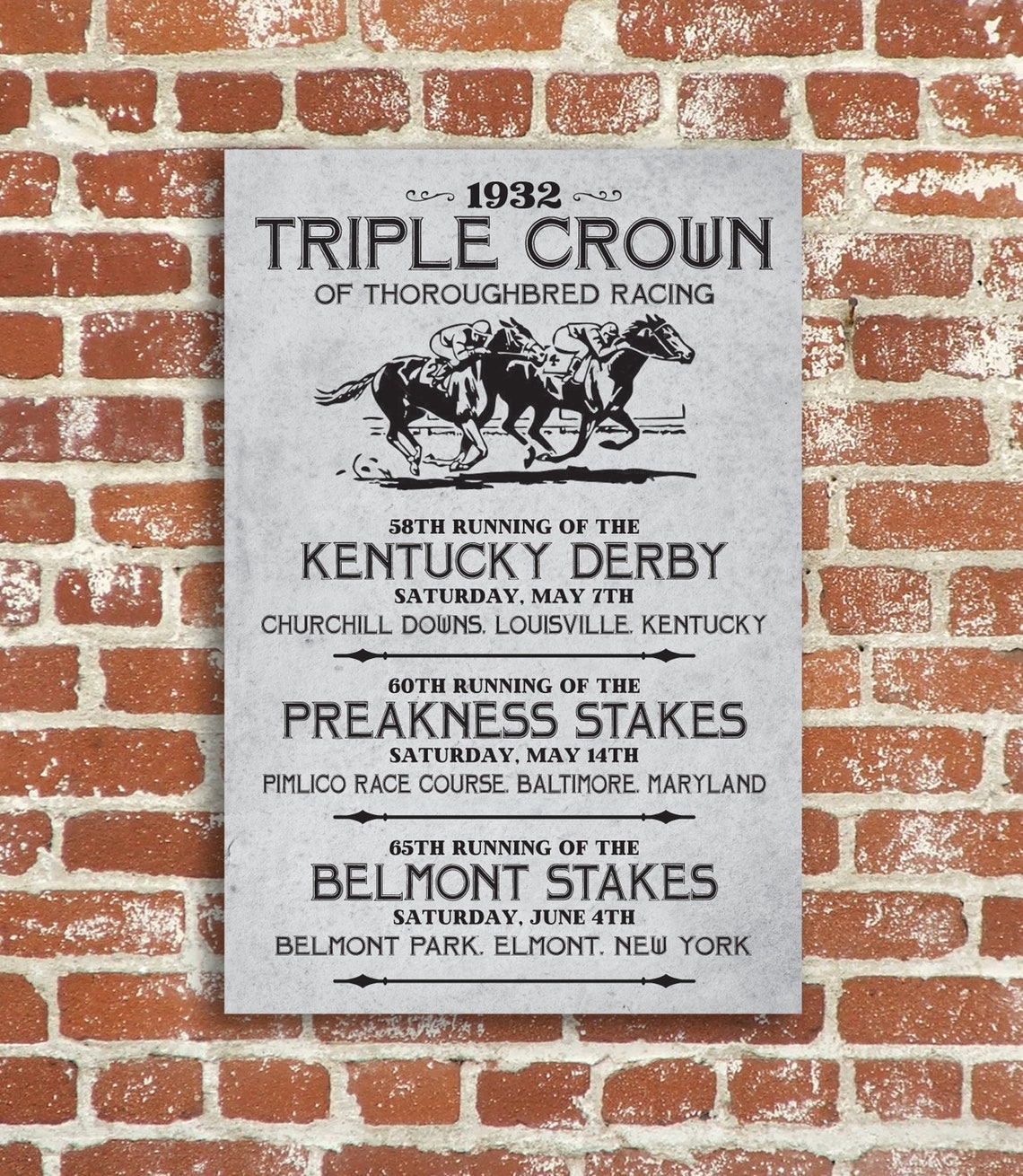 Triple Crown Horse Racing Poster Kentucky Derby Preakness Stakes ...