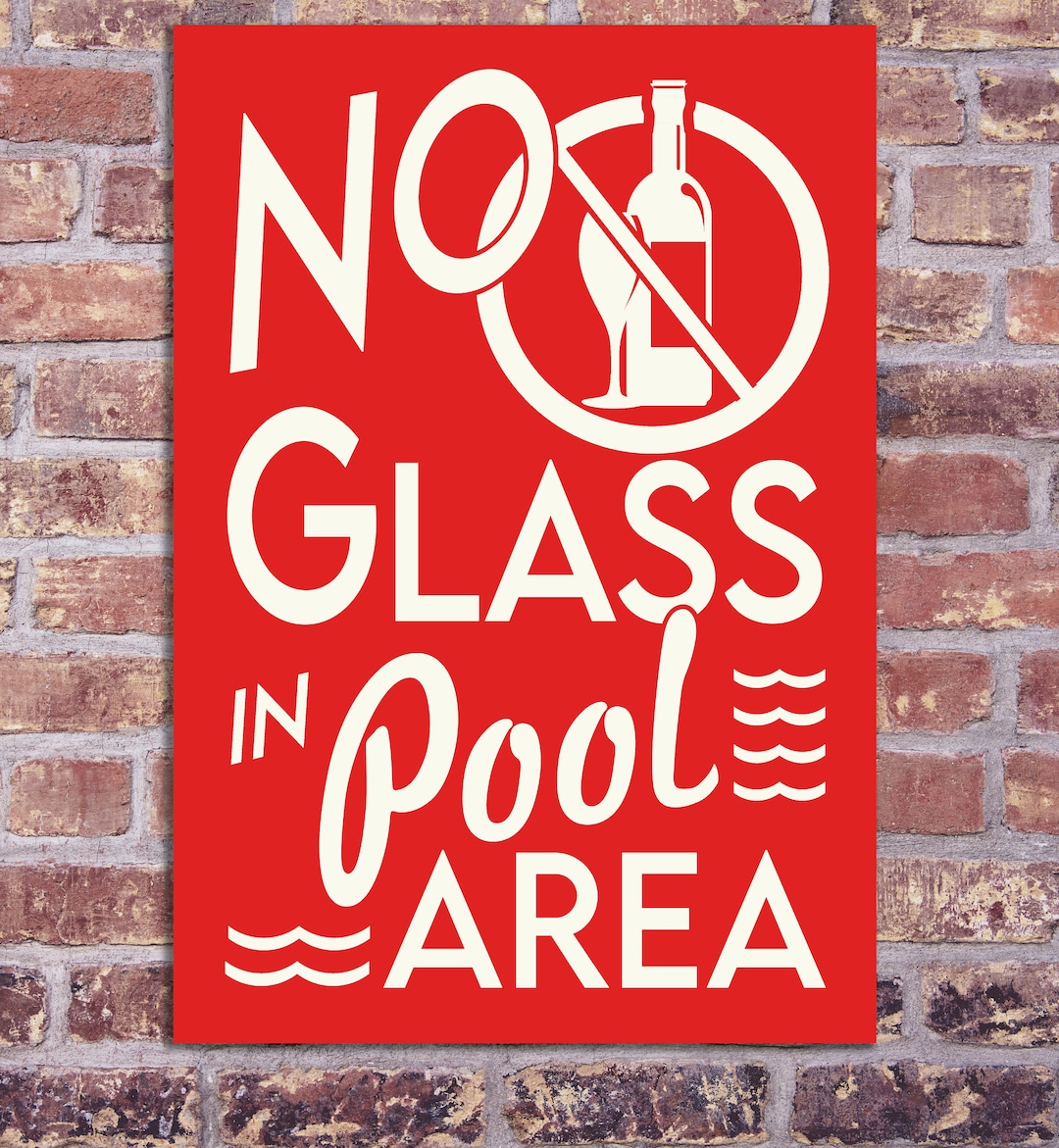 Pool Sign No Glass in Pool Area - Etsy