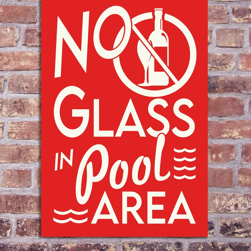 No Glass Pool Sign - Etsy