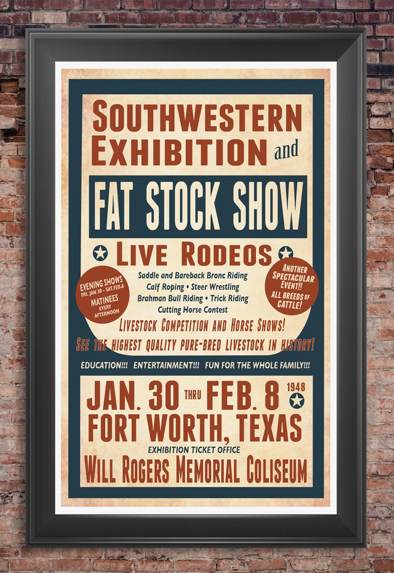 Fort Worth Southwestern Exposition and Fat Stock Show Vintage Poster ...