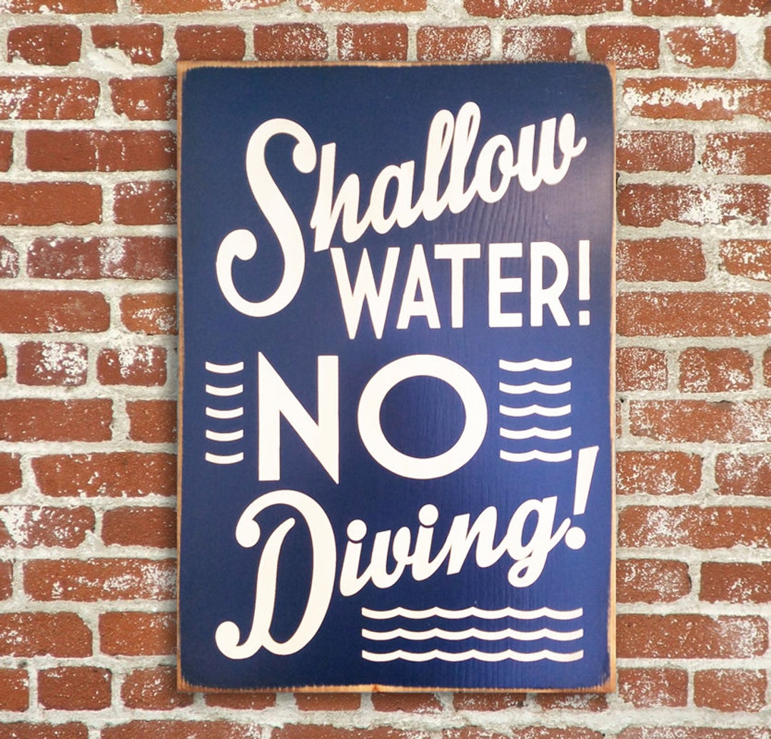Shallow Water No Diving Distressed Wood Sign - Etsy