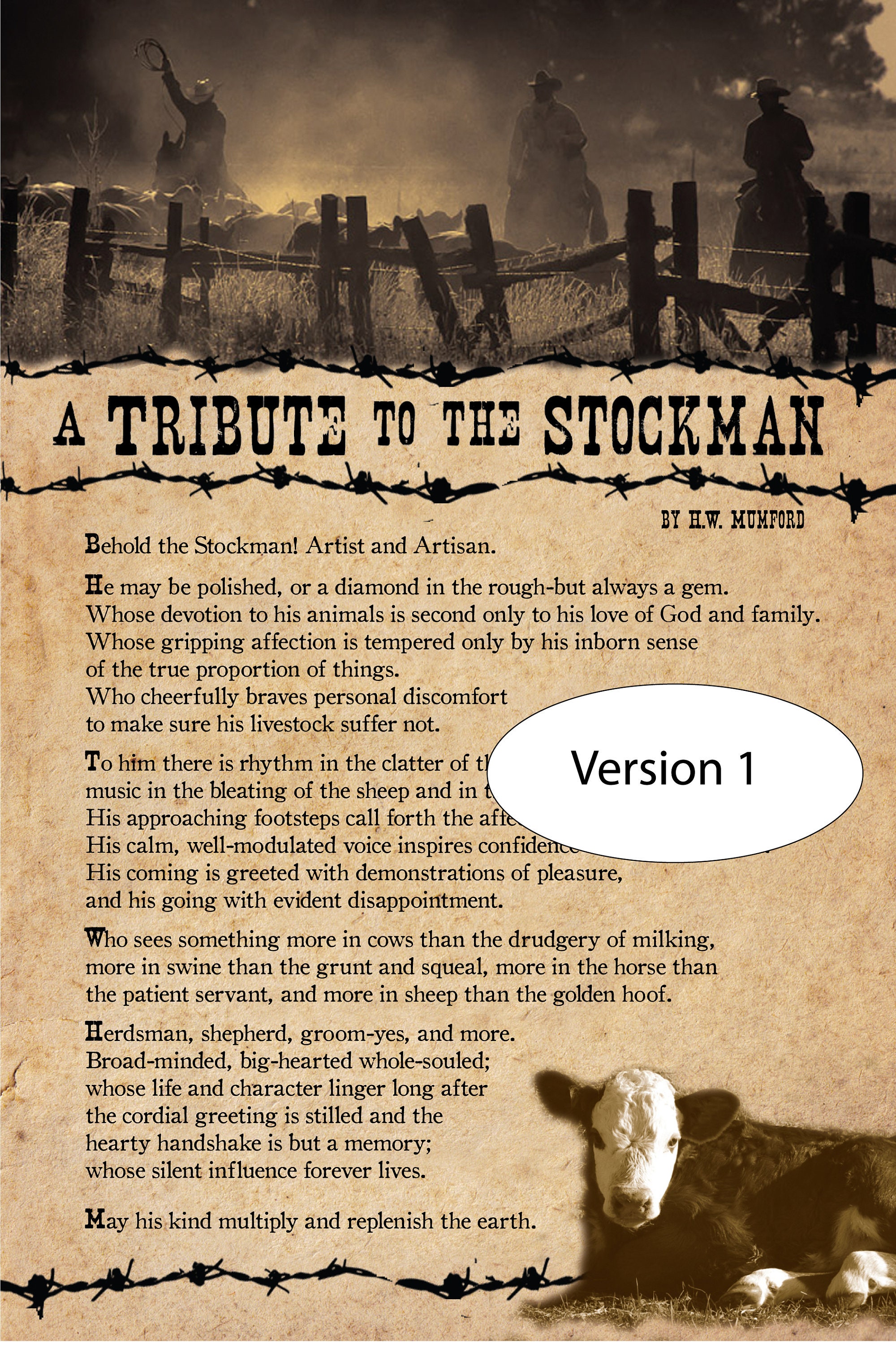 A Tribute to the Stockman Poem 12 X 18 Poster Print - Etsy