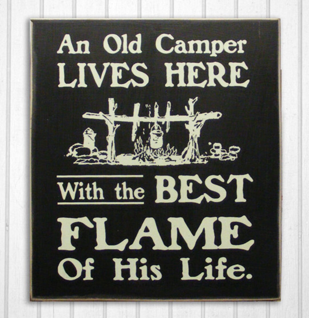 Antique Style Old Camper Wood Sign With Campfire - Etsy
