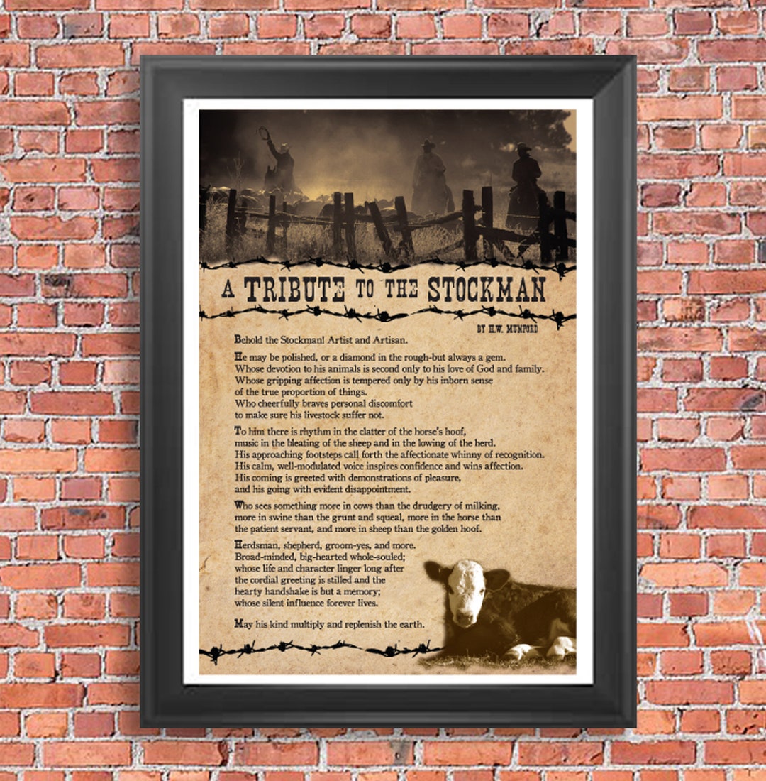 A Tribute to the Stockman Poem 12 X 18 Poster Print - Etsy