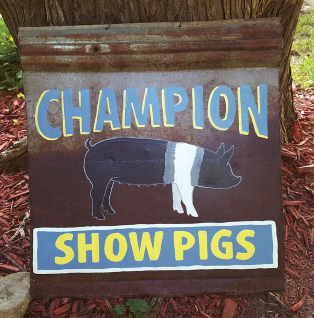 Antique Rusty Metal Show Pigs Sign Hampshire Yorkshire Duroc Spot ...