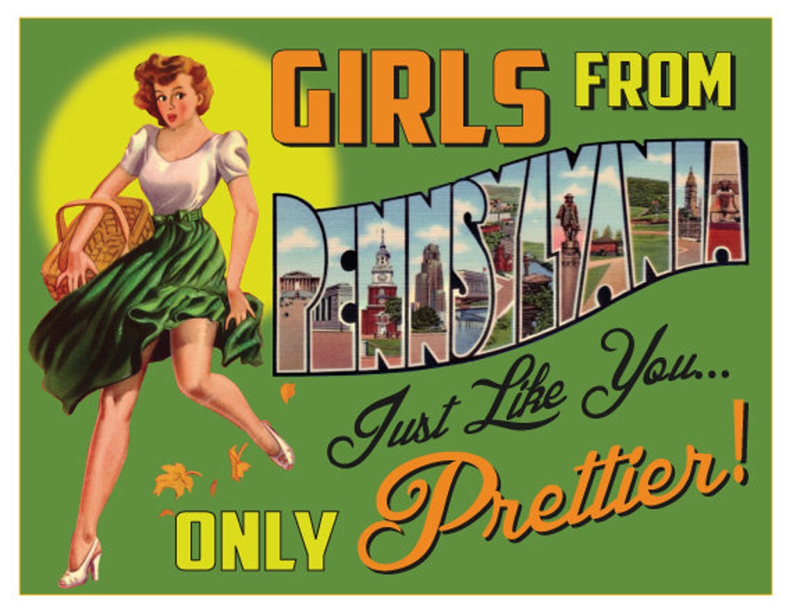 Pennsylvania Retro Pin up Girl Girls From Pennsylvania Print - Etsy