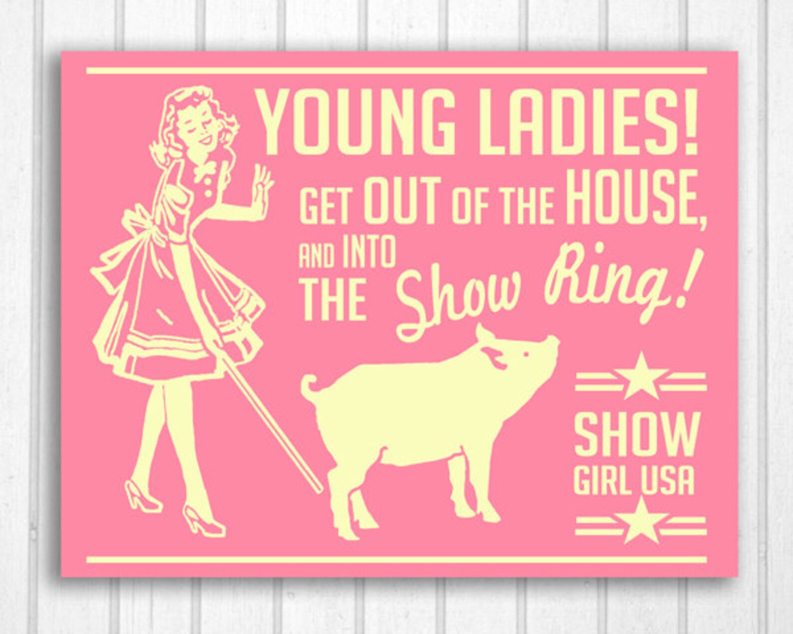 Girls Show Pig Retro Hand Screened Wood Sign - Etsy