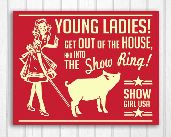 Girls Show Pig Retro Hand Screened Wood Sign - Etsy