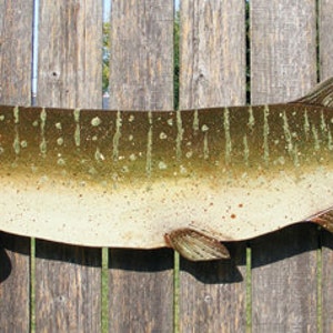 Musky Folk Art Hand Painted Large Wood Fish Cabin Art - Etsy