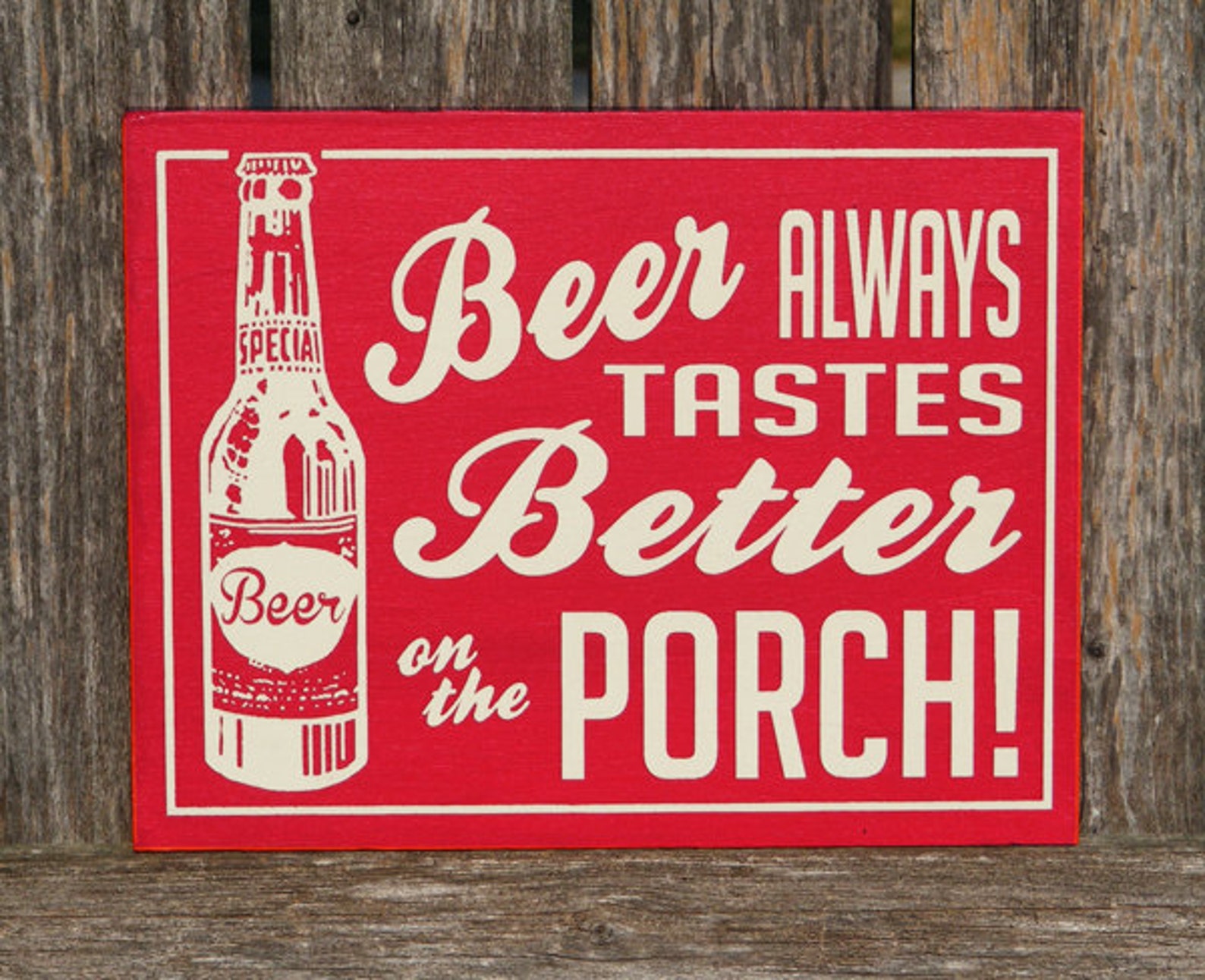 Retro Beer Tastes Better on the Porch Wood Sign | Etsy