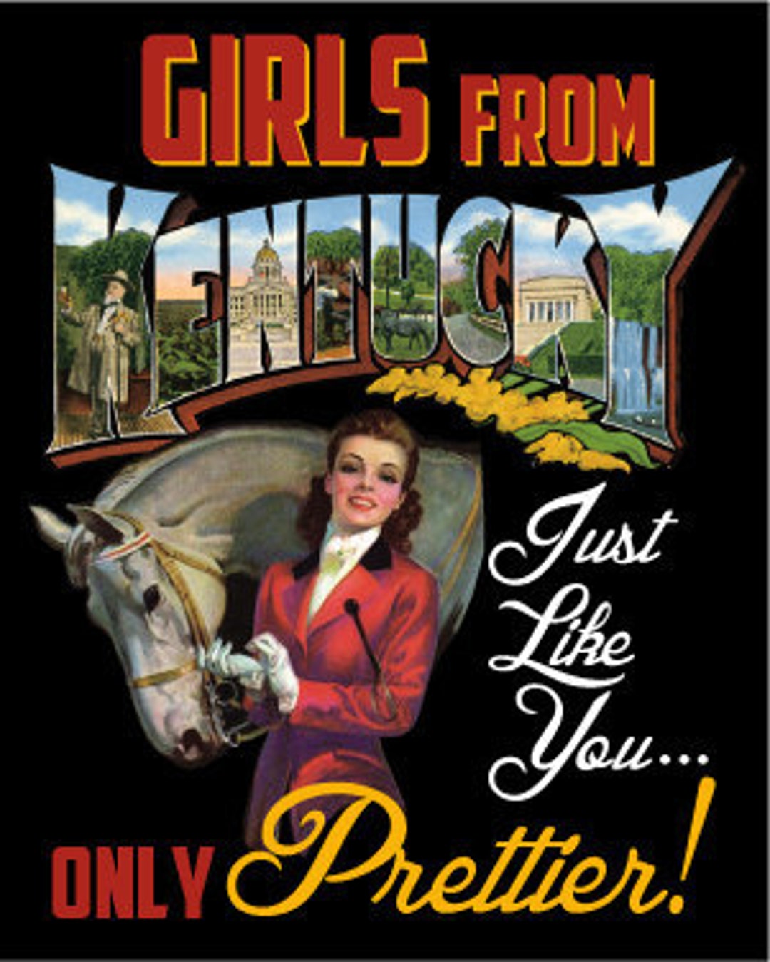Kentucky Girls From Kentucky Retro Pin up Girl State Prints - Etsy