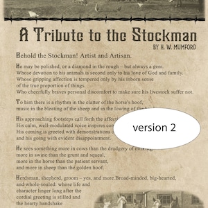 A Tribute to the Stockman Poem 12 X 18 Poster Print - Etsy