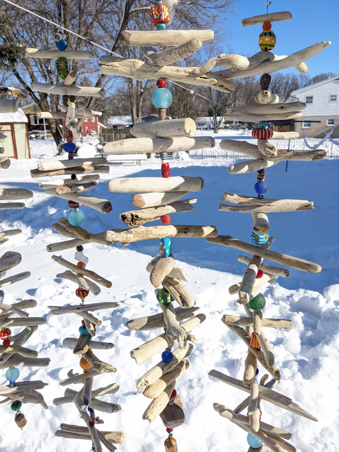 Carillon éolien en bois flotté, échelle Valhalla, décoration de plage ...