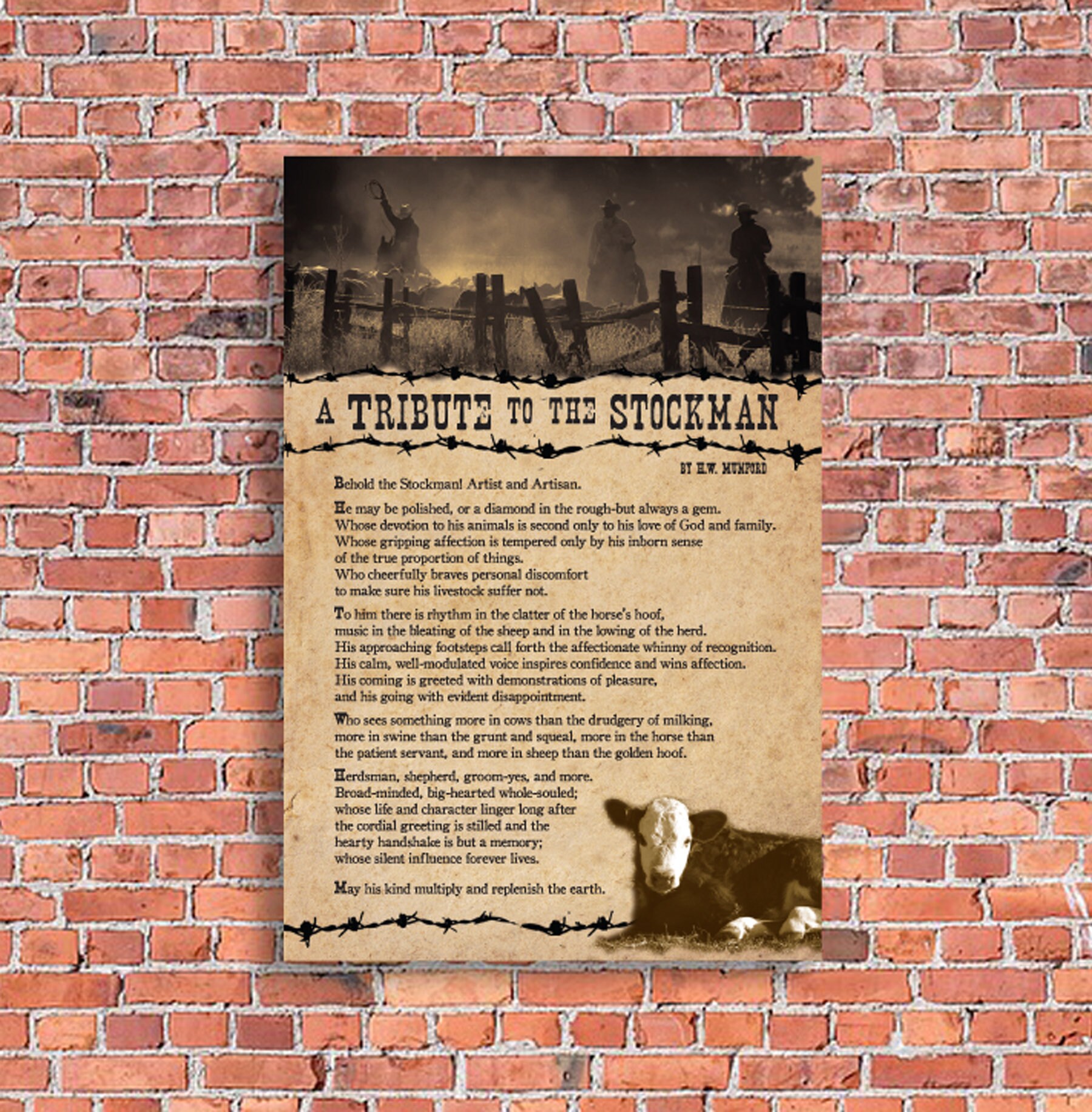 A Tribute to the Stockman Poem 12 x 18 poster print | Etsy