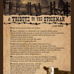A Tribute to the Stockman Poem 12 X 18 Poster Print - Etsy