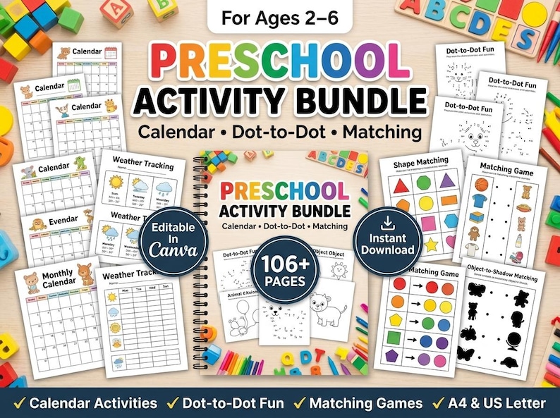 Mega Activity Bundle, Calendar Activity Do-a-dot Matching Worksheets ...