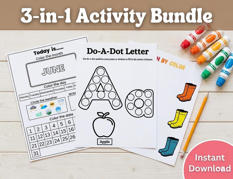 Mega Activity Bundle, Calendar Activity Do-a-dot Matching Worksheets ...