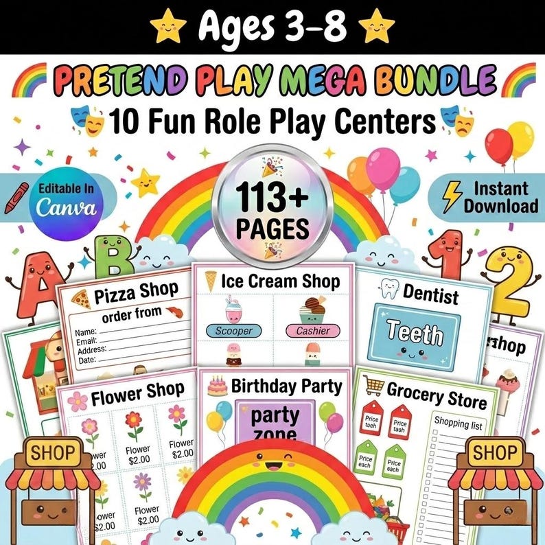 Mega Bundle Pretend Play for Kids, Dramatic Play Centers, Preschool ...
