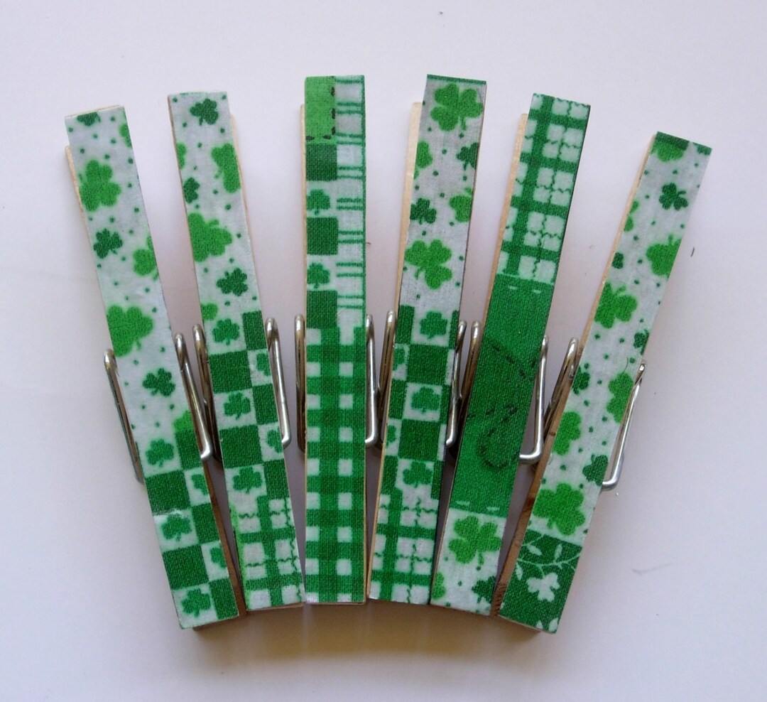 St. Patrick's Day Clothespins Decoupage Set of 6 Frig - Etsy