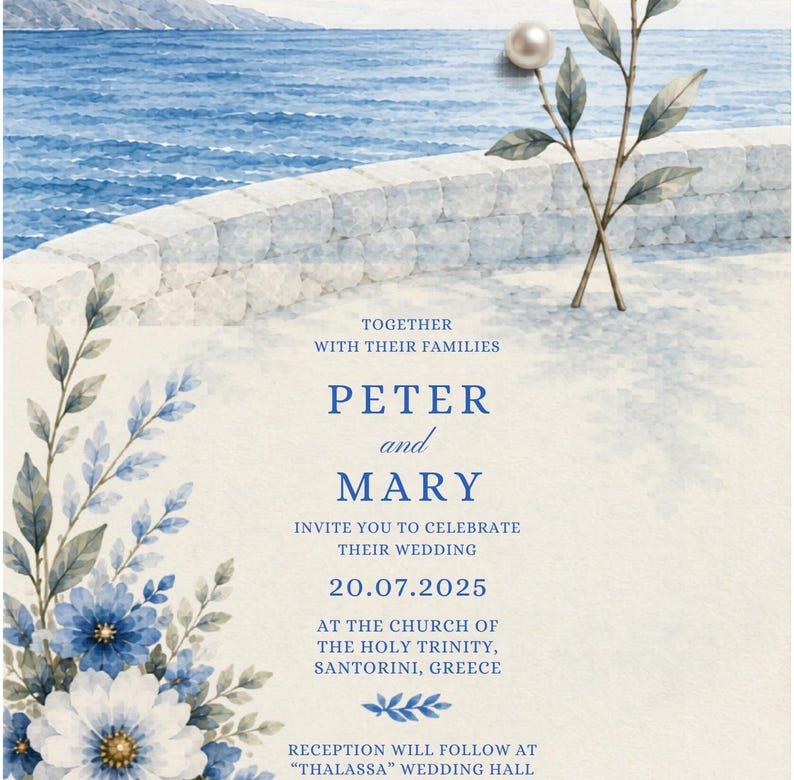 Modèle modifiable sur toile, carte d'invitation de mariage de la mer ...