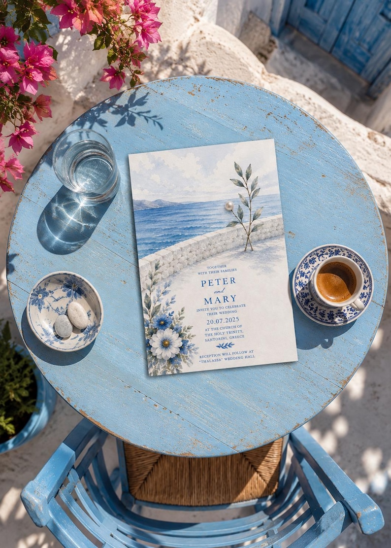 Modèle modifiable sur toile, carte d'invitation de mariage de la mer ...