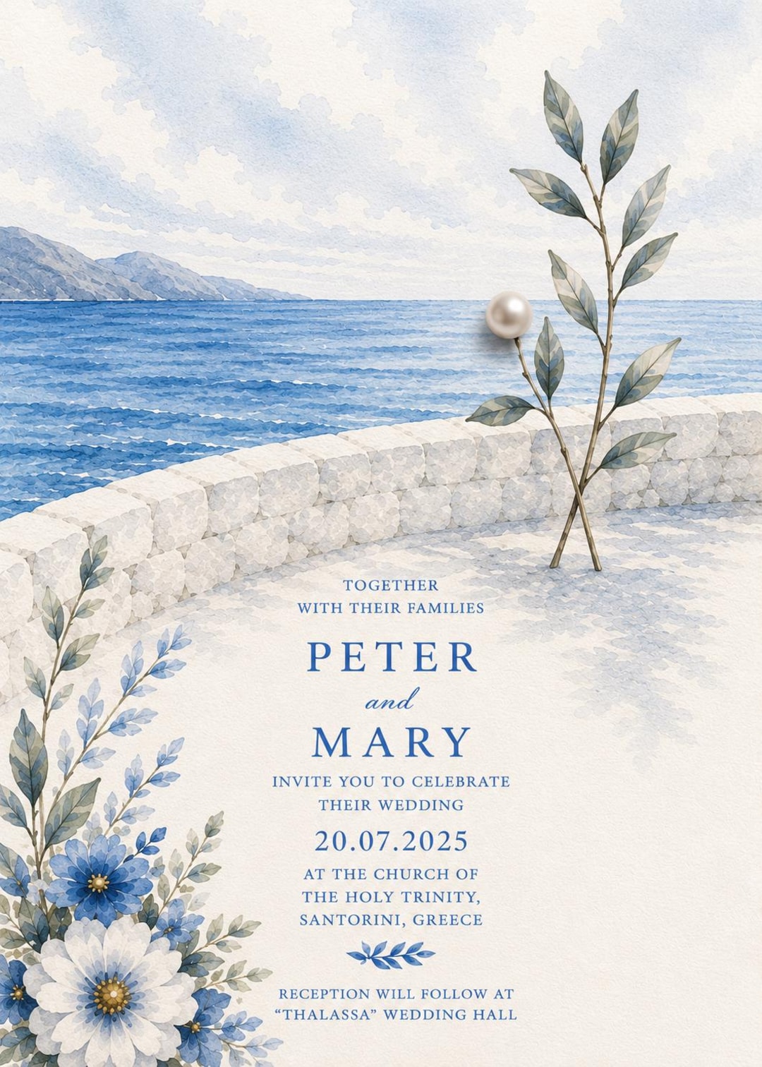Modèle modifiable sur toile, carte d'invitation de mariage de la mer ...