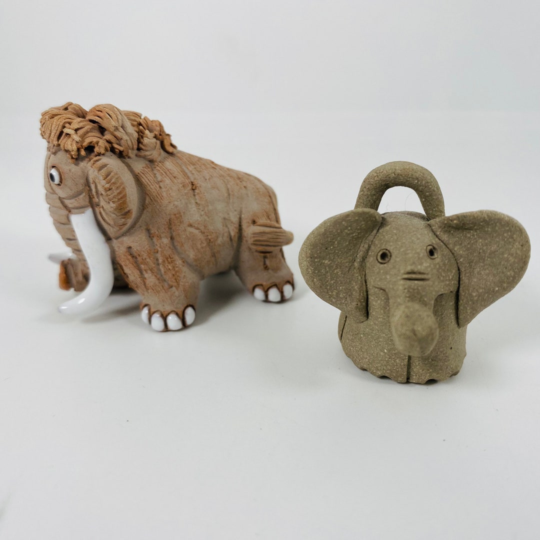 Elephant Sculptures, Vintage Clay Handmade Elephants, Zoonies-peru ...