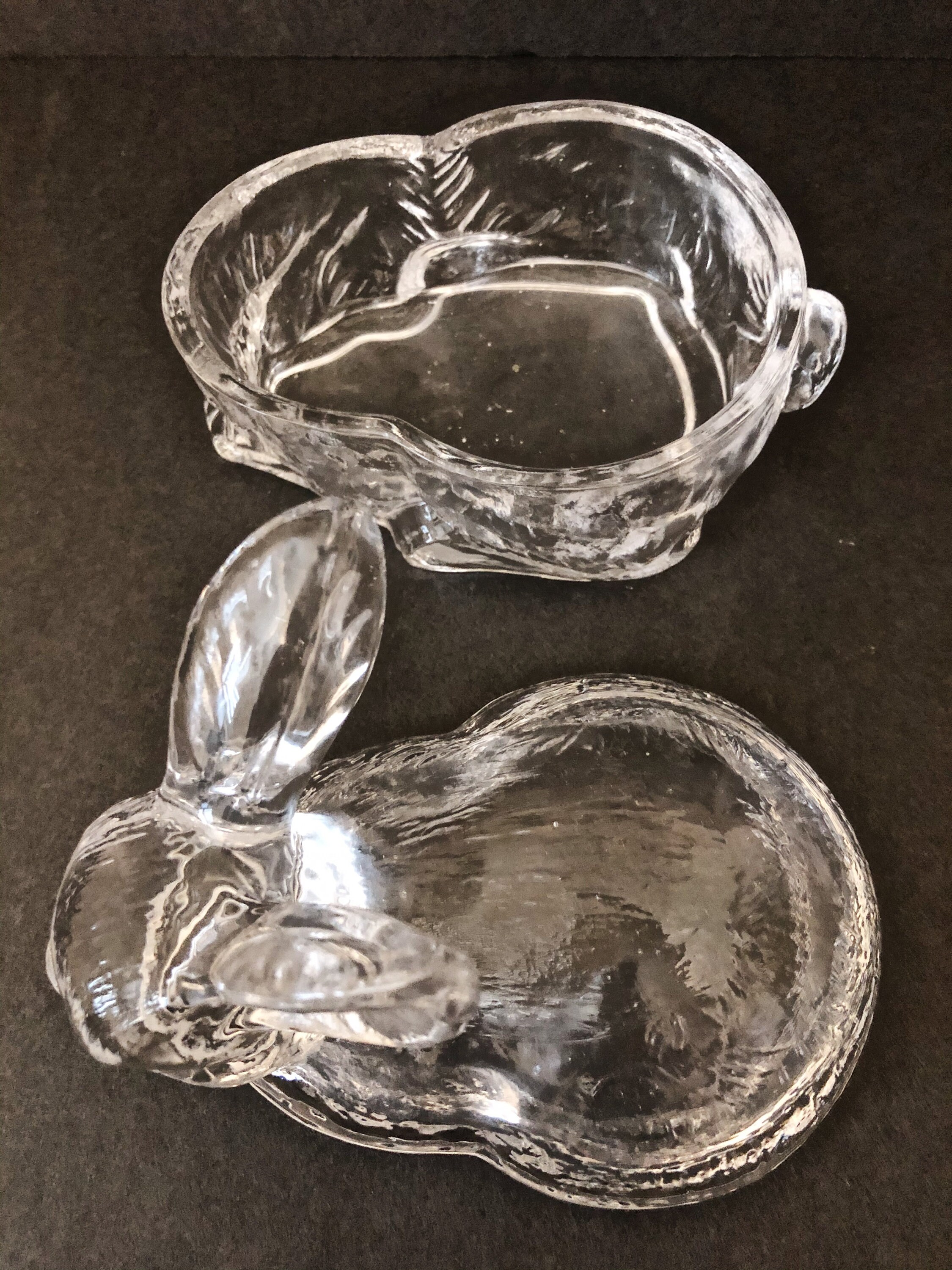 Vintage Clear Pressed Glass rabbit/bunny Container, Farmhouse, Vintage ...