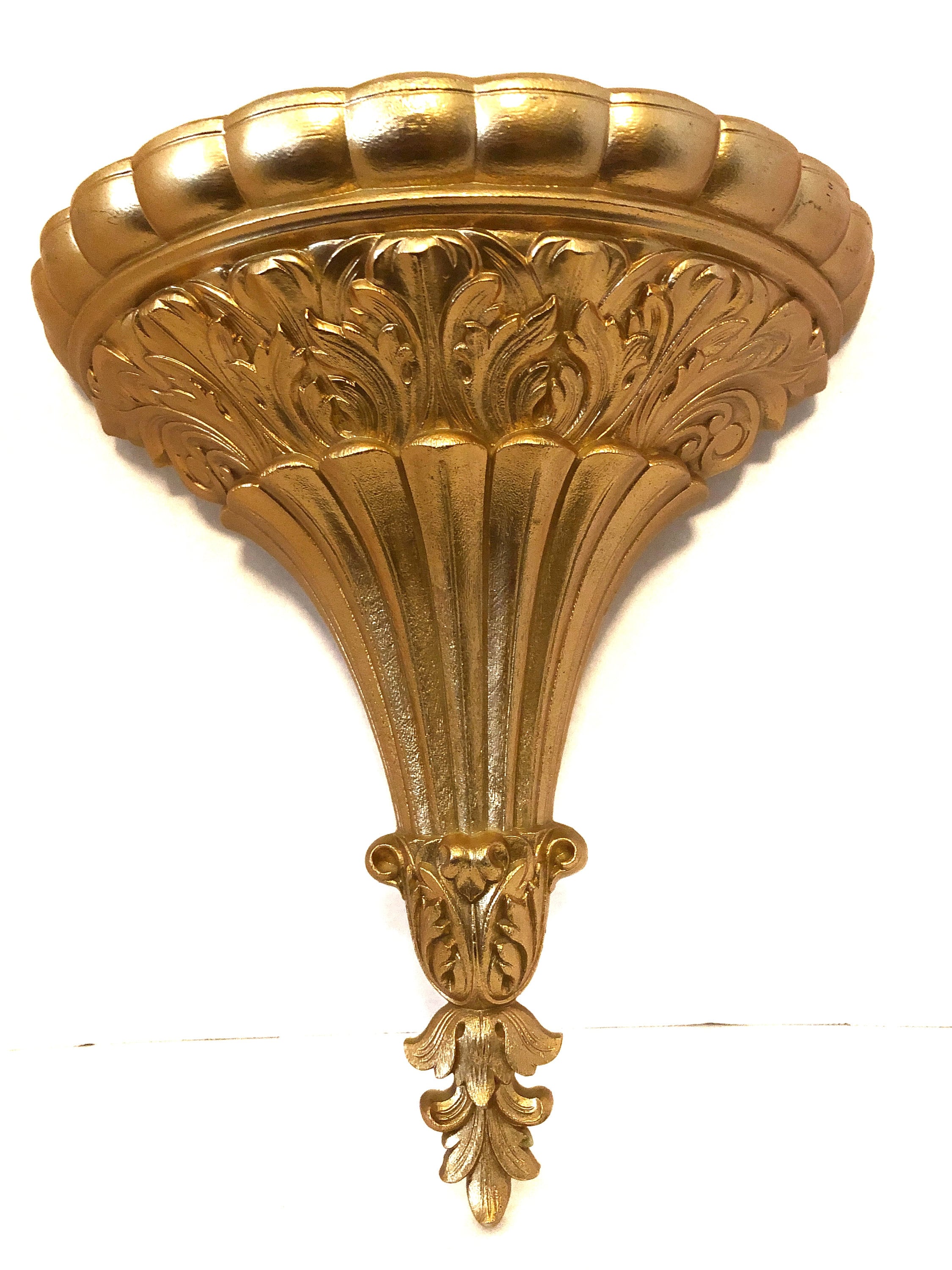 Vintage Syroco Style Wall Planter, Wall Pocket, Ornate Gold, Hollywood ...