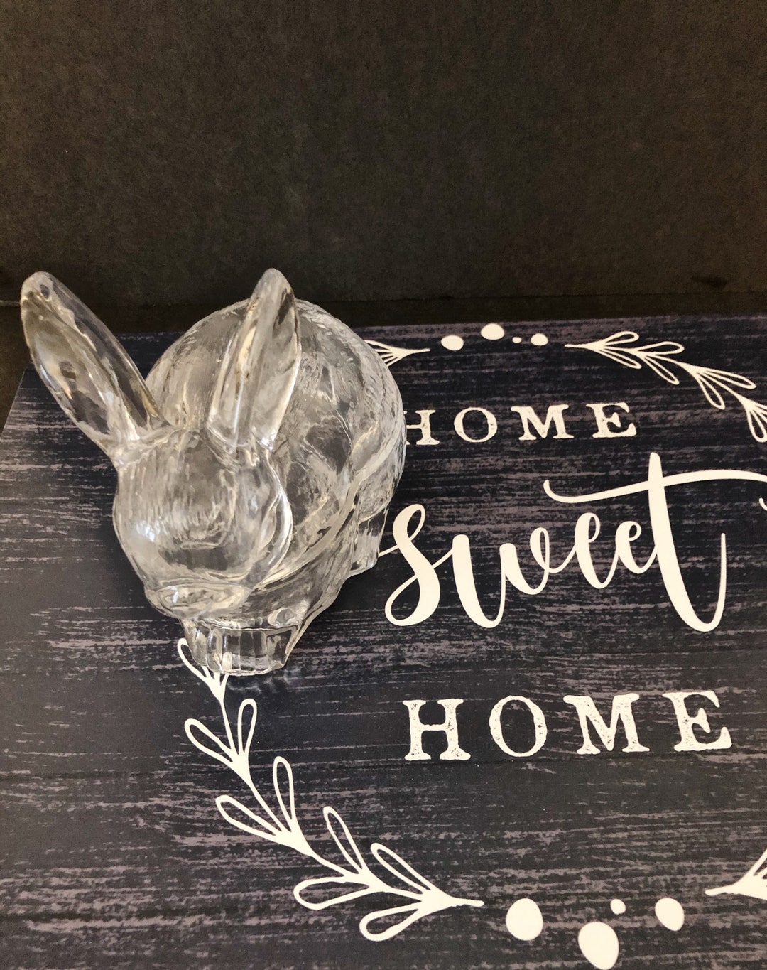 Vintage Clear Pressed Glass rabbit/bunny Container, Farmhouse, Vintage ...