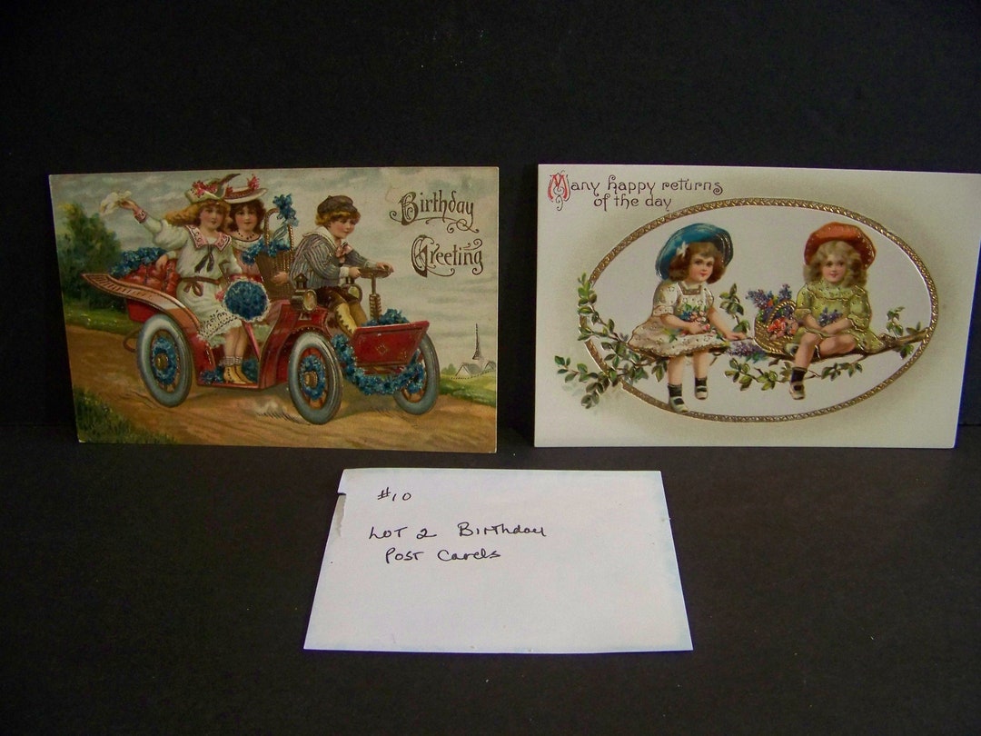 Antique Birthday Cards Lot of 2 - Etsy UK