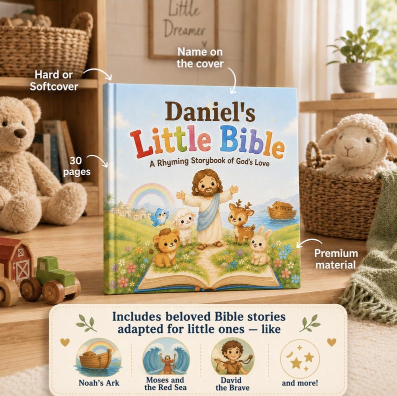 Baby's First Bible Personalized With Name, Christian Rhyming Storybook ...